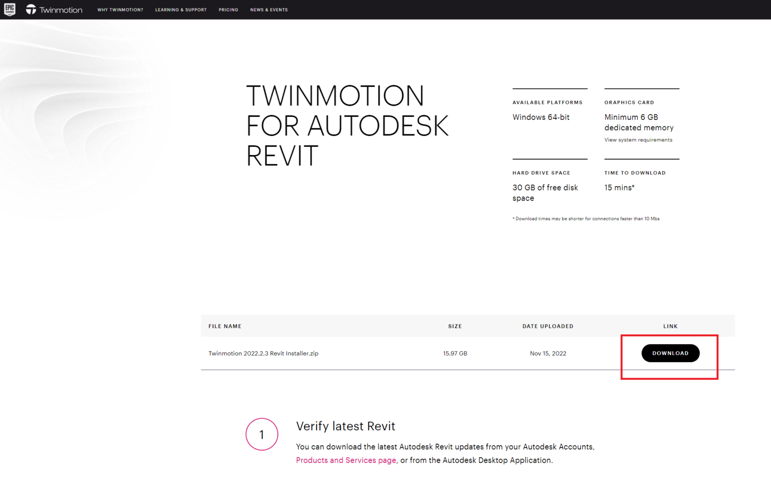 「Twinmotion for Revit」のインストール | Amuse Tech Blog